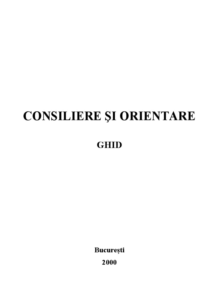 Ghid Consiliere Si Orientare | PDF