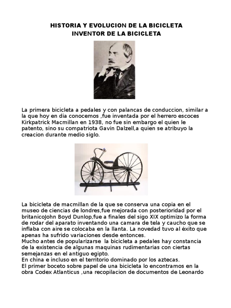 Historia y Evolucion de La Bicicleta | PDF | Vehículos | Science