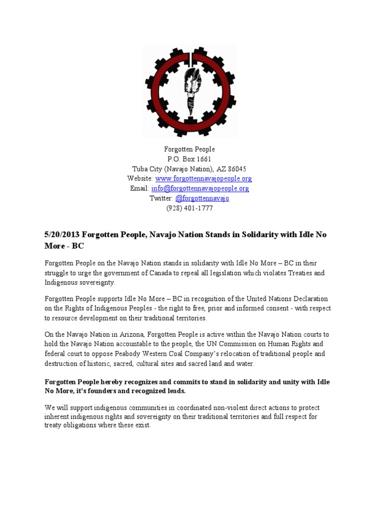Navajo Solidarity with Idle No More | PDF | Navajo Nation | Indigenous ...