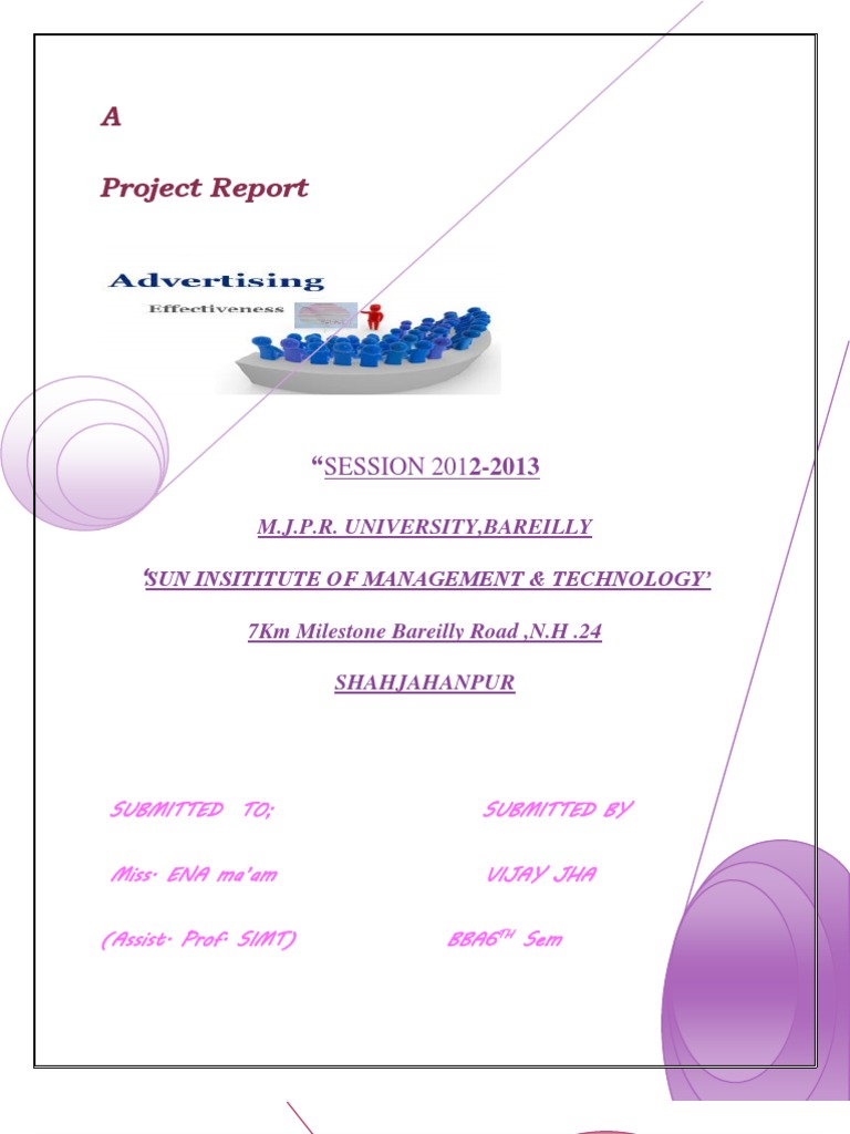 Project Report On Advertising | PDF | Advertising | Sales