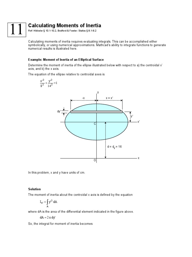 Calculating the Moments of Inertia of an Elliptical Surface using ...