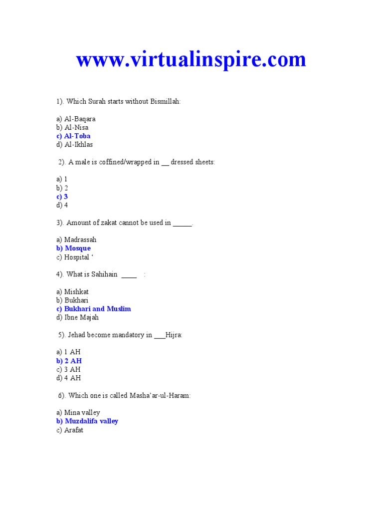 Isl 201solved Mcqs | PDF | Ali | Muhammad