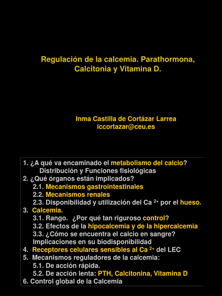 Regulacion Calcemia | PDF | Calcio | Vitamina D