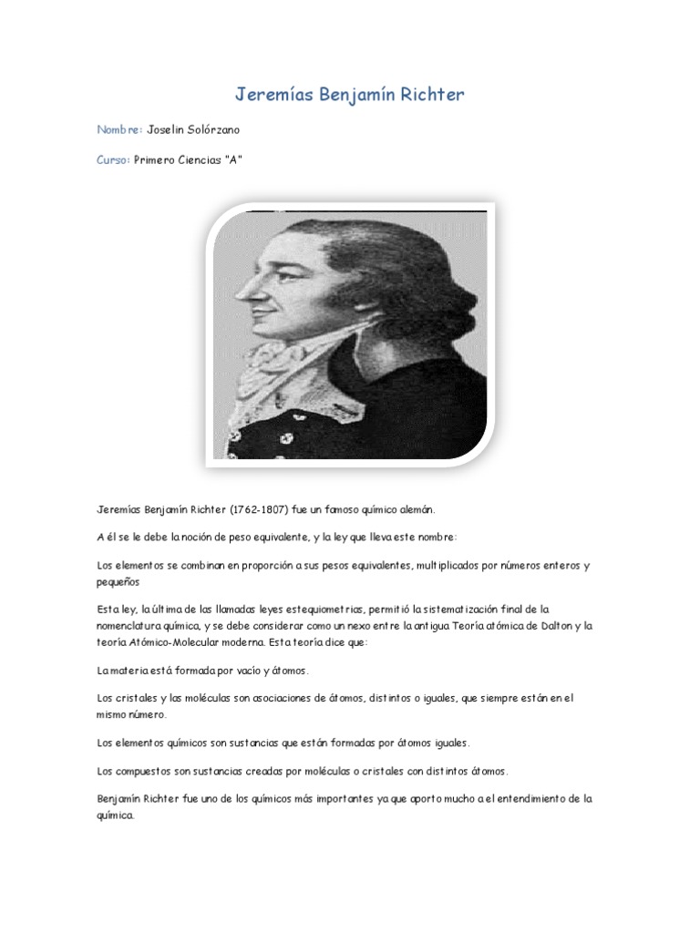 Biografía de Jeremías Benjamín Richter | PDF | Filosofía | Ciencia y ...