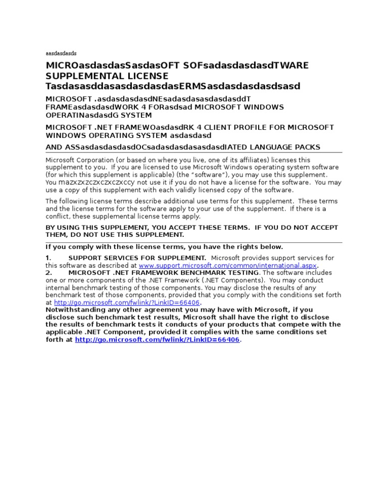 Microsoft .NET Framework License Terms | PDF | Computers
