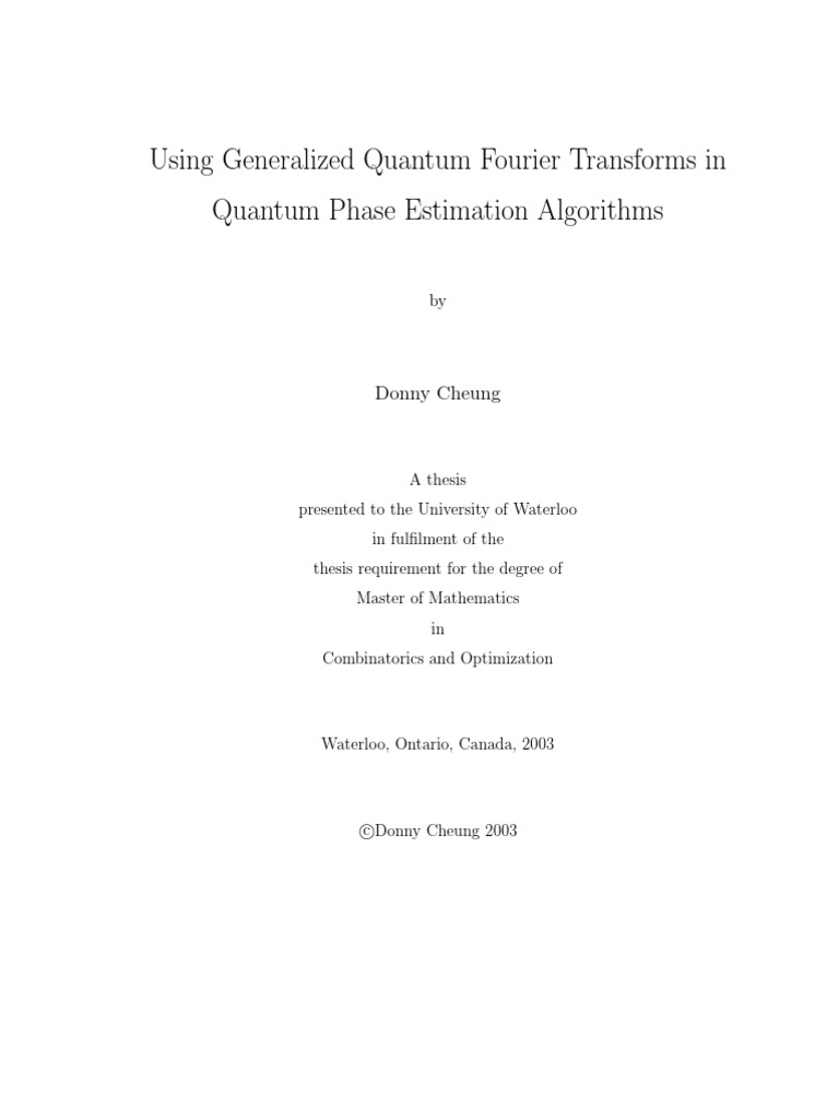 Using Generalized Quantum Fourier Transforms in Quantum Phase ... Using Generalized Quantum Fourier Transforms in Quantum Phase ...
