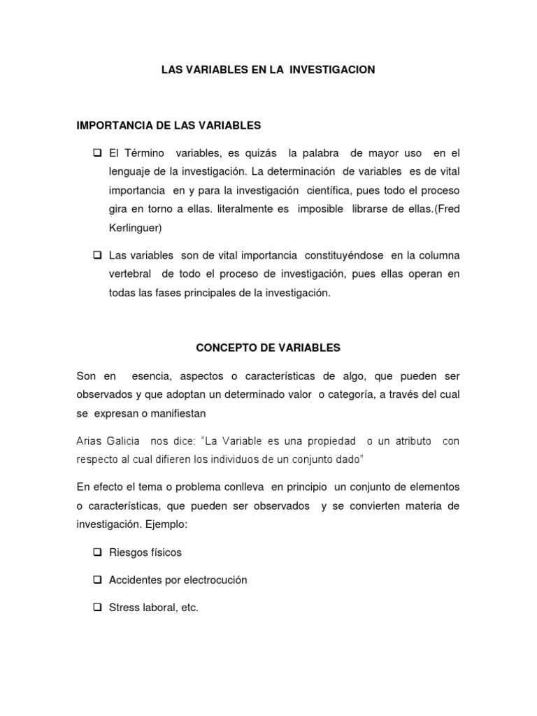 Las Variables e Indicadores en La Investigacion | PDF | Medición ...