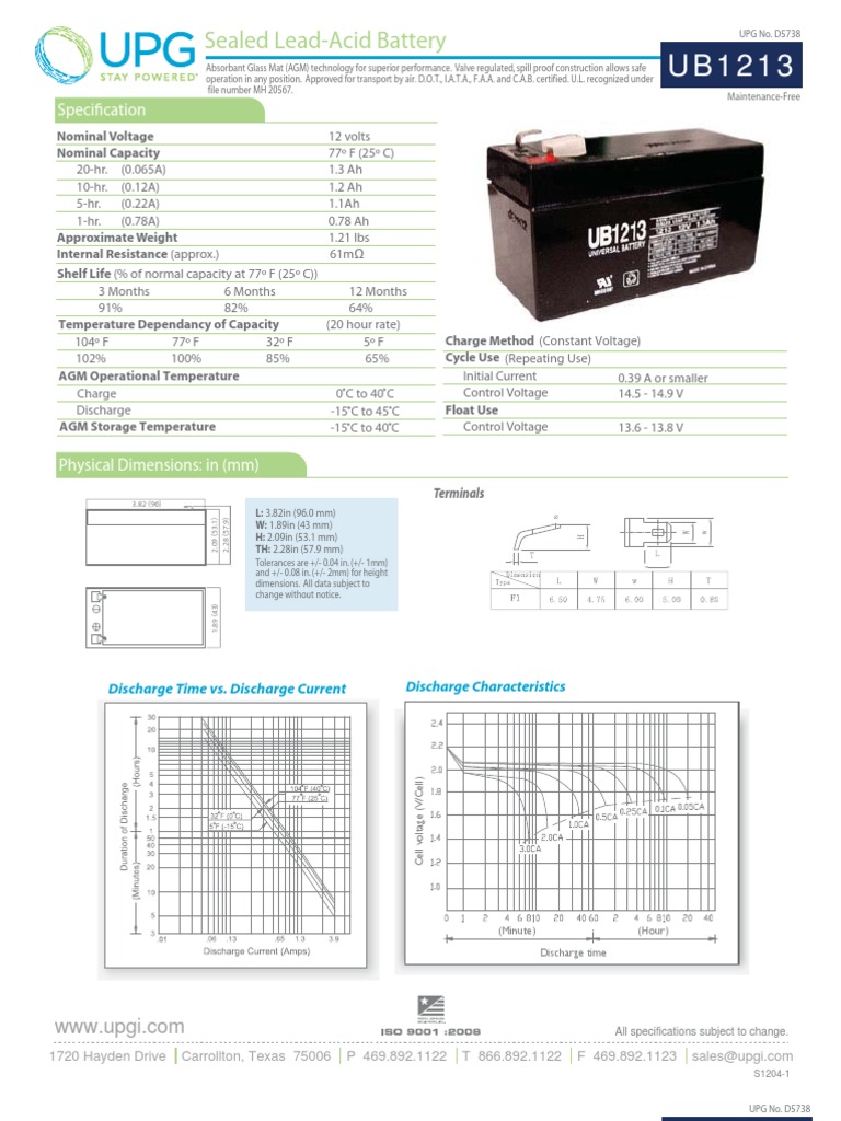Sealed Lead-Acid Battery: Specification | PDF