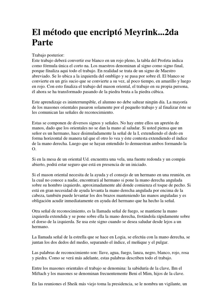 El Método Que Encriptó Meyrink-2da Parte | PDF | Masonería | Alquimia