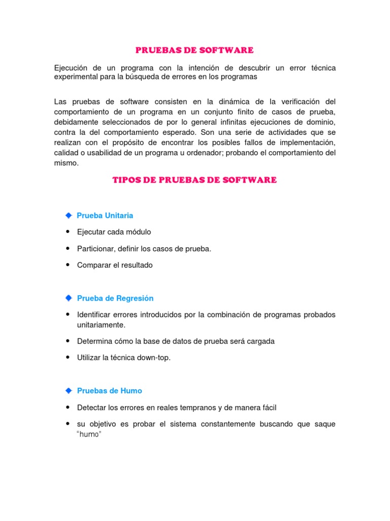 Pruebas de Software | PDF | Pruebas de software | Software
