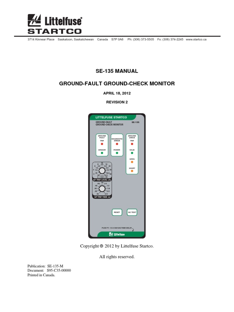 Littelfuse ProtectionRelays SE 135 Manual r2 | PDF | Relay | Switch