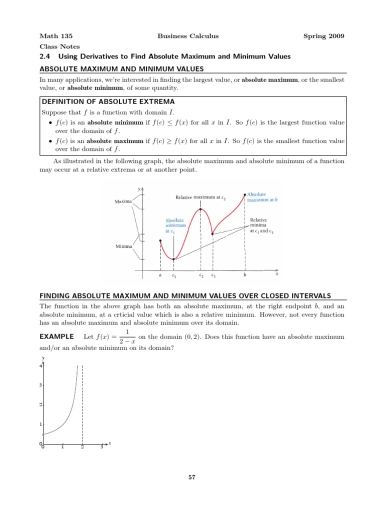 2.4 Absolute Maximum and Minimum Values | PDF | Maxima And Minima ...