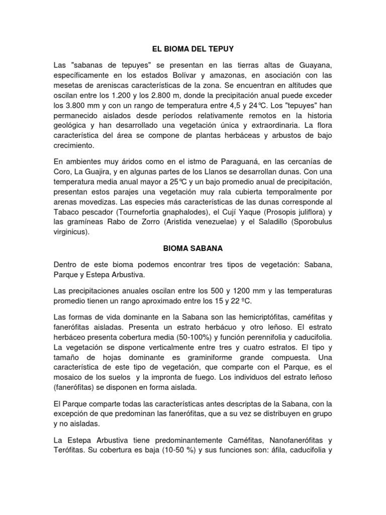 El Bioma Del Tepuy | PDF | Mangle | Ecología de sistemas