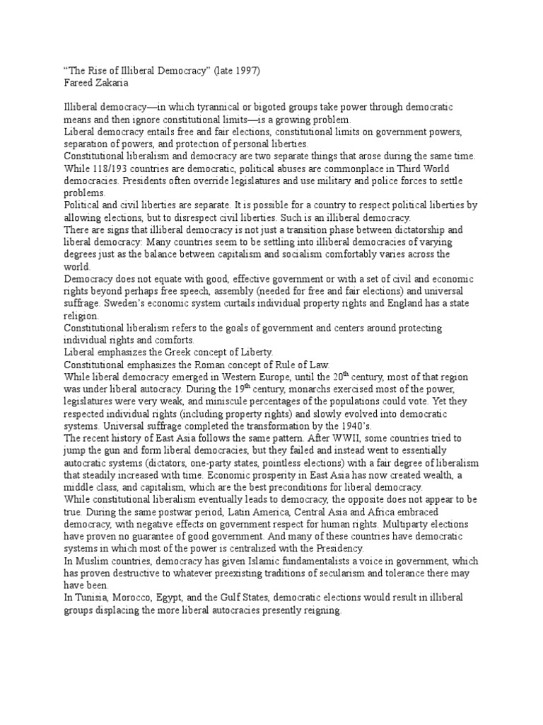 The Rise of Illiberal Democracy | PDF | Liberalism | Democracy