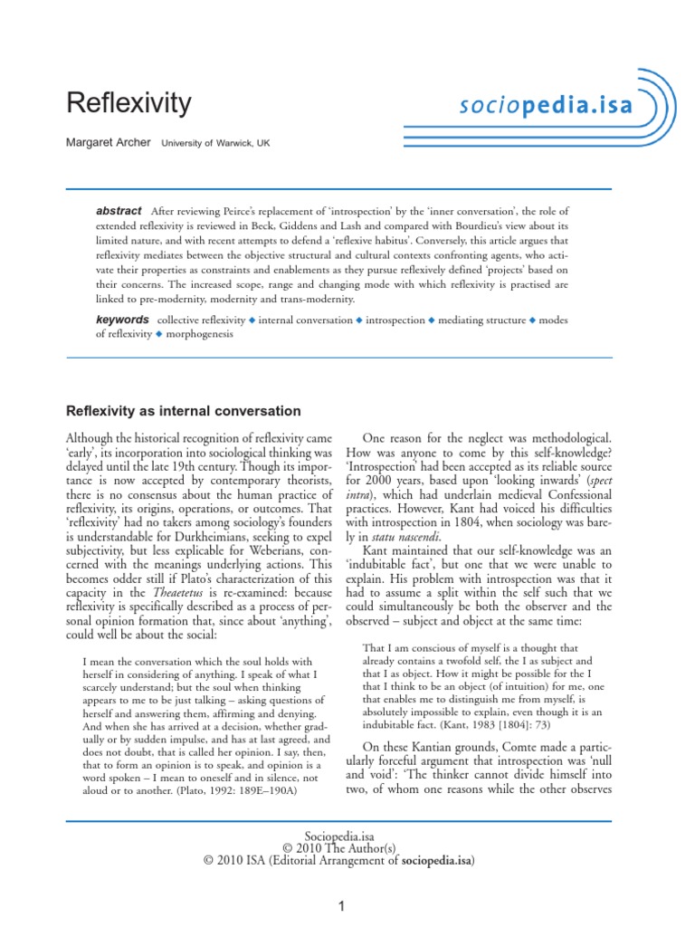 Reflexivity | Reflexivity (Social Theory) | Thought