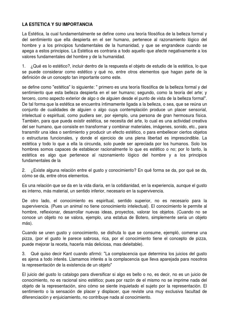 La Estetica y Su Importancia | PDF | Estética | Belleza