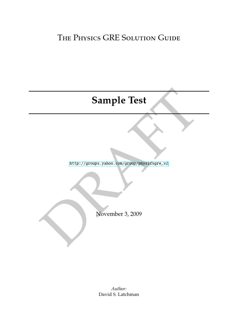 Physics GRE Sample Test Solutions | PDF | Orbit | Acceleration