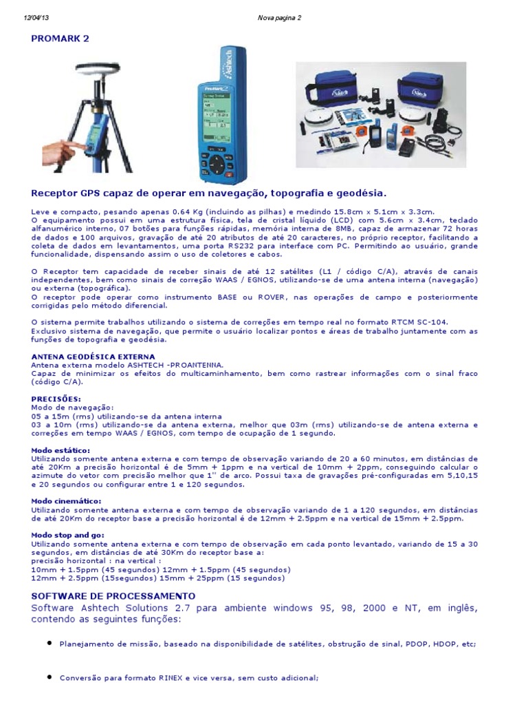 GPS Promark2 | PDF | Geomática | Geodésia