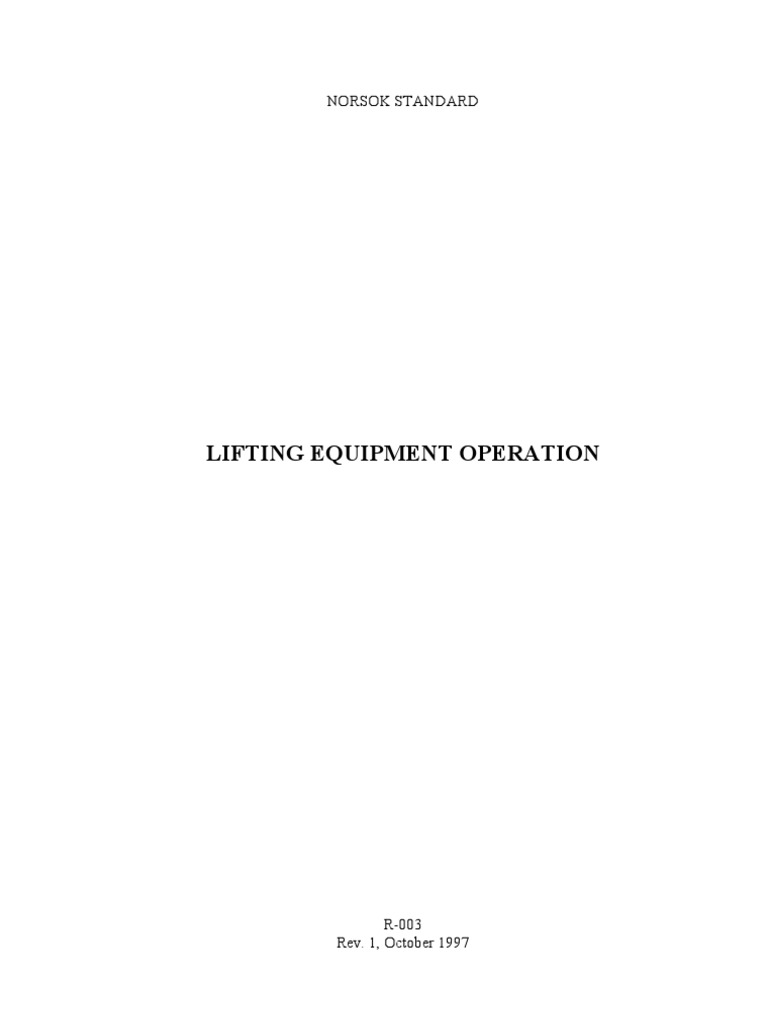 NORSOK R-003: Safe Lifting Operations | PDF | Crane (Machine) | Elevator
