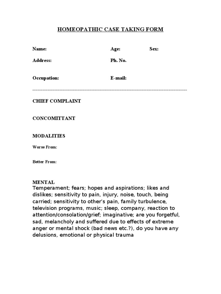 Case Taking Form | PDF