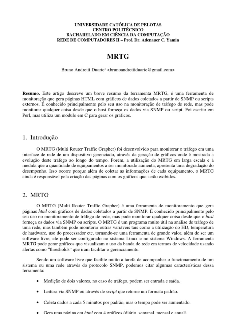 Trabalho Sobre MRTG | Download grátis PDF | PERL | Rede de computadores
