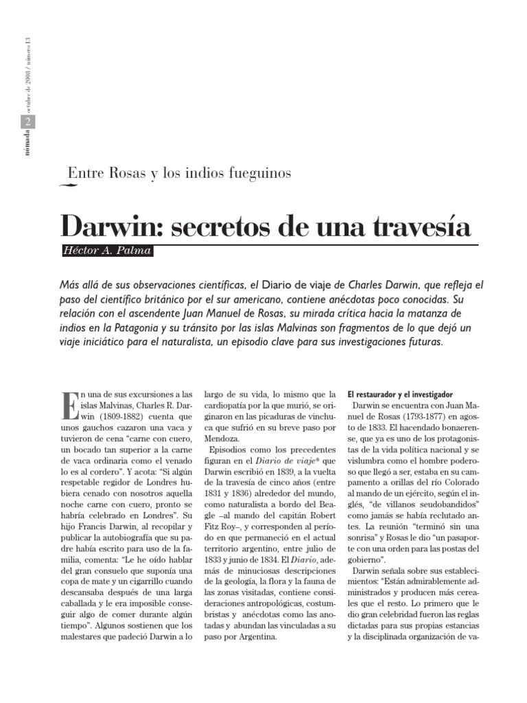 Hector A Palma Darwin Secretos de Una Travesia PDF | PDF | Charles ...