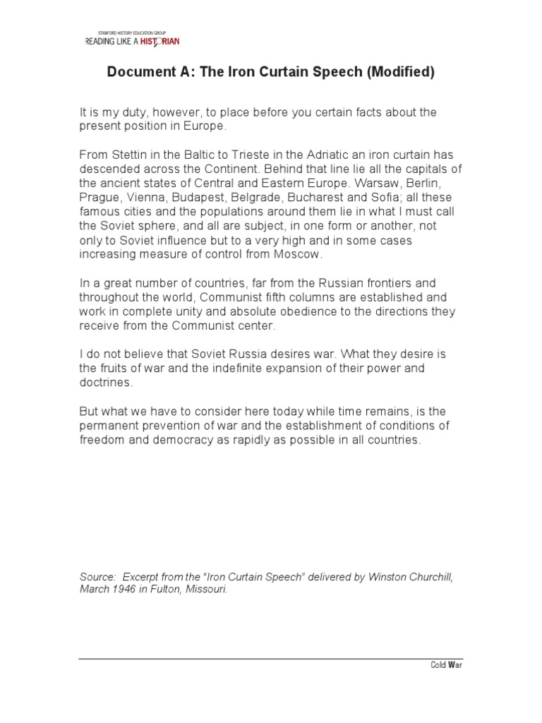 A - The Iron Curtain Speech | PDF | Iron Curtain | Global Politics