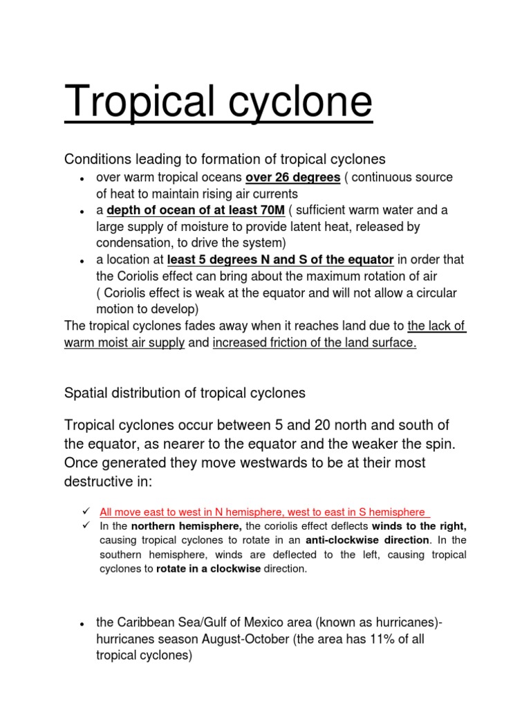 Tropical Cyclone Notes Excluding Essay | PDF | Tropical Cyclones ...