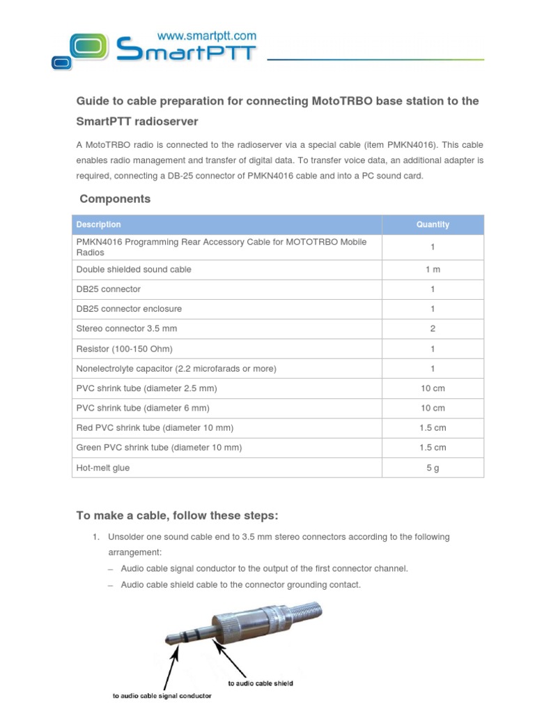 Cable Preparation Guide For Connecting MOTOTRBO Control Station (Using ...