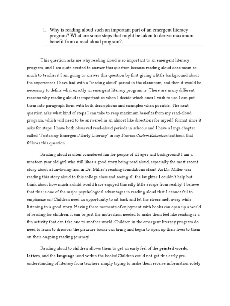 Reading Aloud To Children | PDF | Reading (Process) | Reading Comprehension