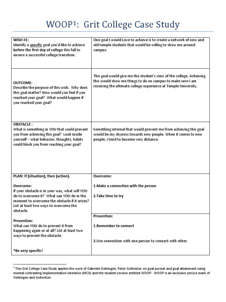Grit College Goals and Strategies Guide | PDF | Goal | Applied Psychology