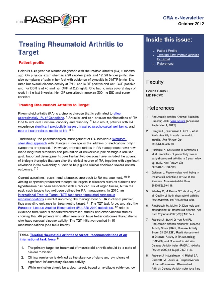 Issue 09 Treat To Target en | PDF | Arthritis | Rheumatoid Arthritis