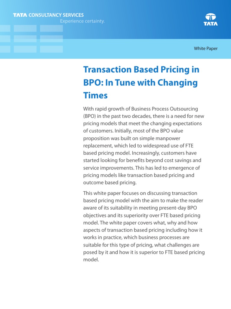 Pricing Model at A BPO | PDF | Pricing | Outsourcing