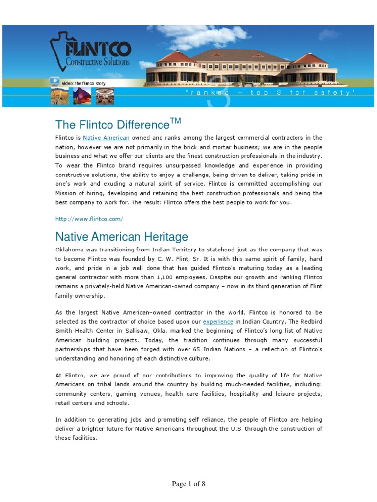The Flintco DifferenceTM Flintco Is Native American Owned and | PDF ...
