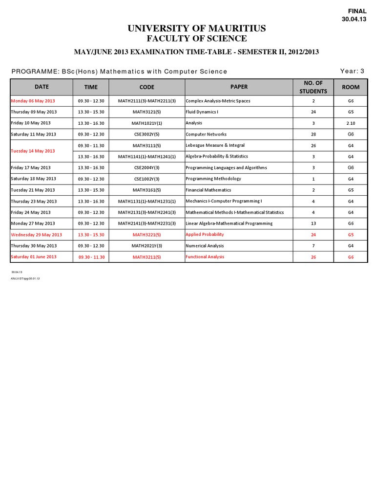 Time Table | PDF | Teaching Mathematics | Computer Programming