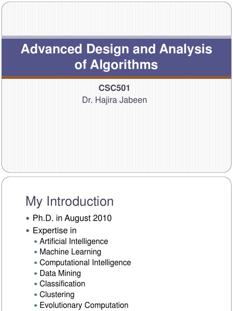 Advanced Design and Analysis of Algorithms: Dr. Hajira Jabeen | PDF ...