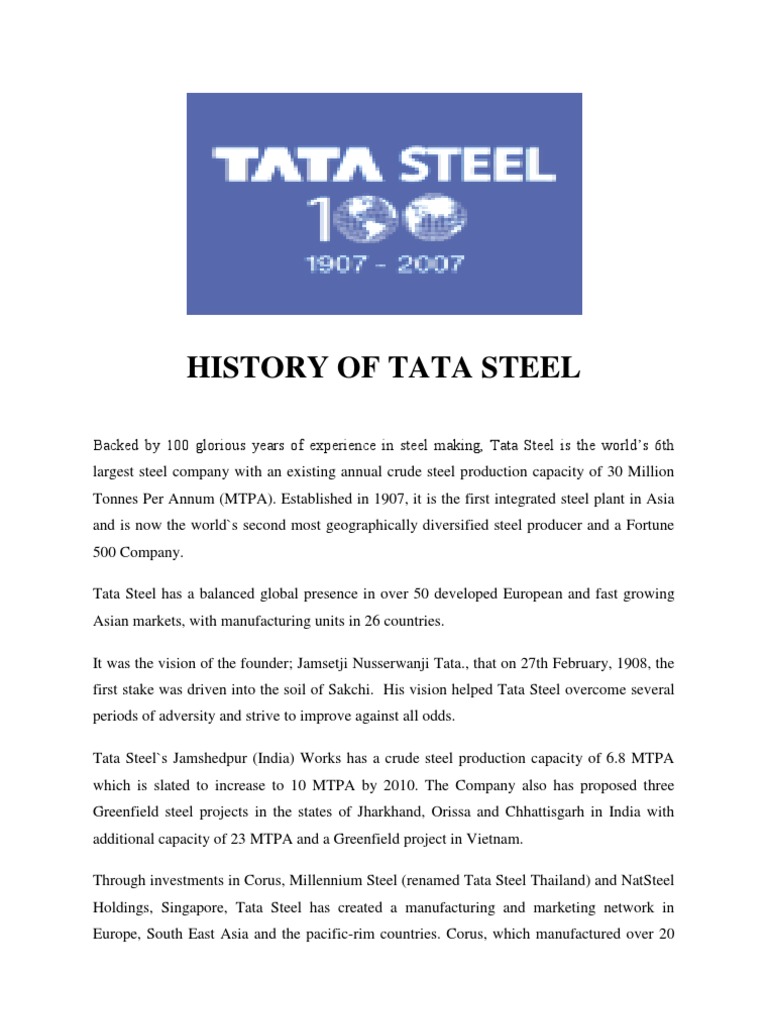 History of Tata Steel | PDF | Economies | Business