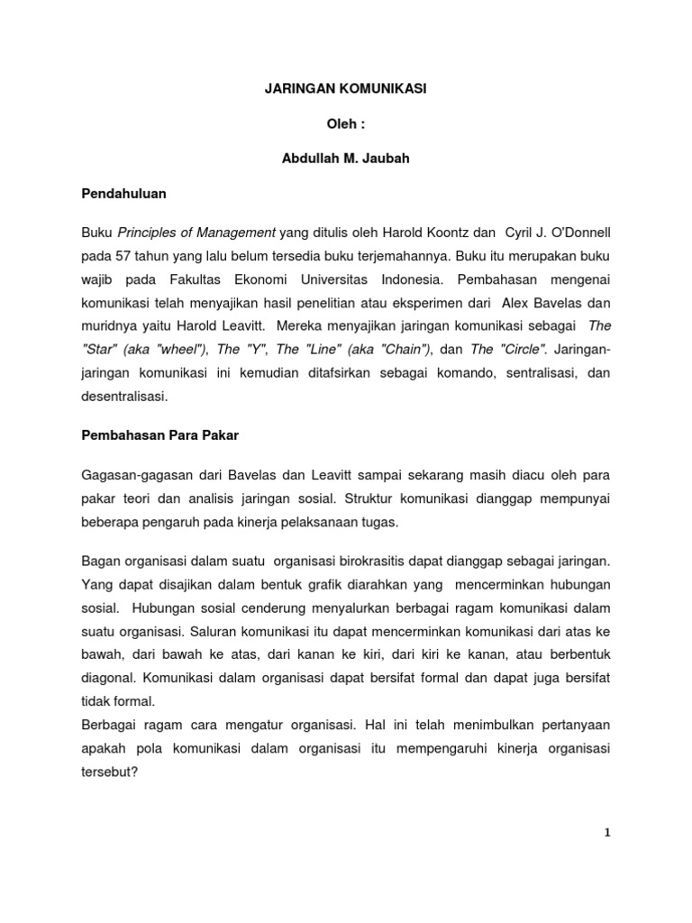 Jaringan Komunikasi Bavelas | PDF