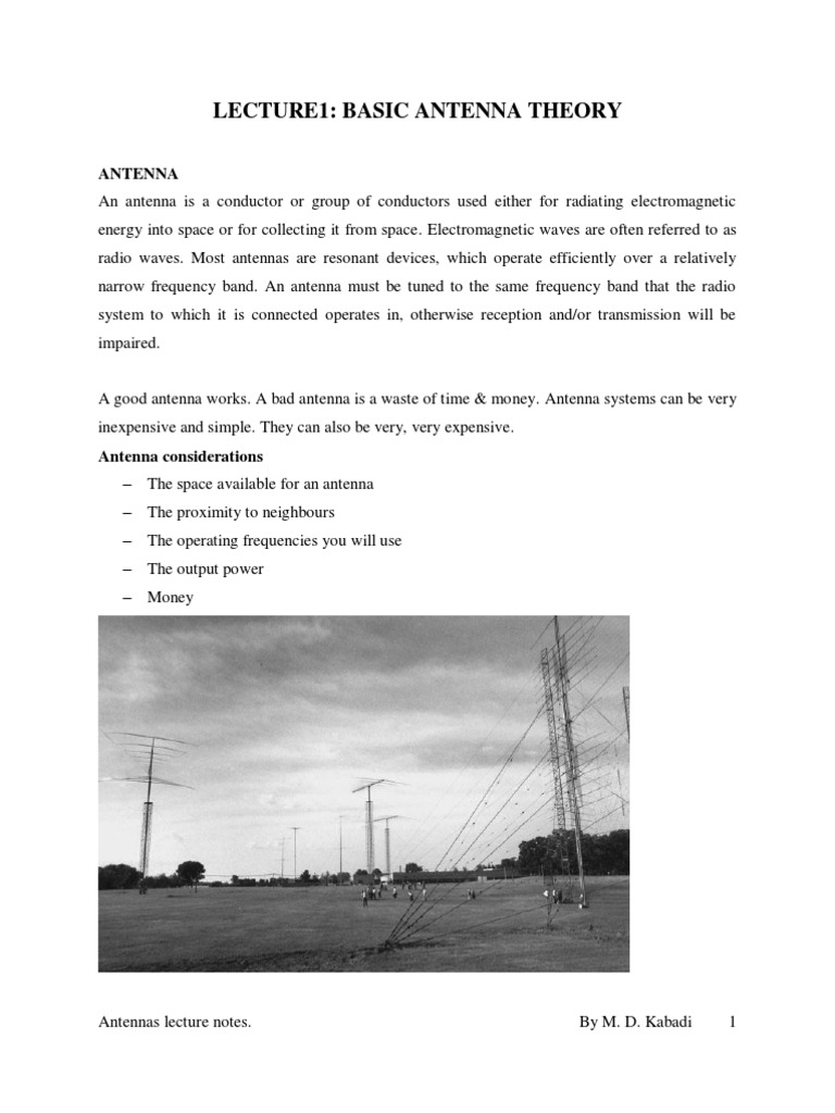 Lecture1: Basic Antenna Theory | PDF