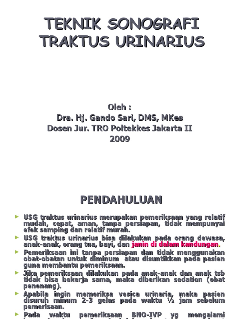 USG Traktus Urinarius dan Indikasinya | PDF