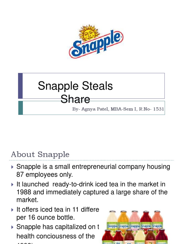 Snapple Steals Share Case Study | PDF | Promotion (Marketing) | Incentive