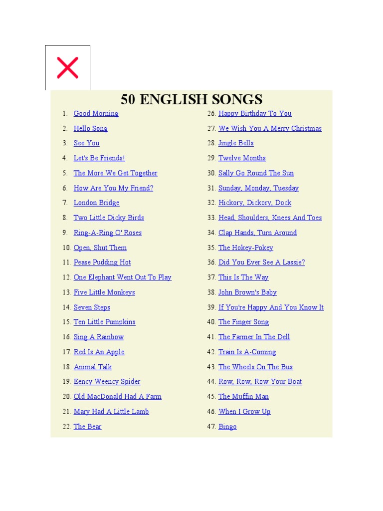 50 English Songs | PDF | Christmas | Leisure