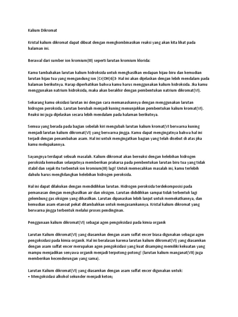 Kalium Dikromat | PDF