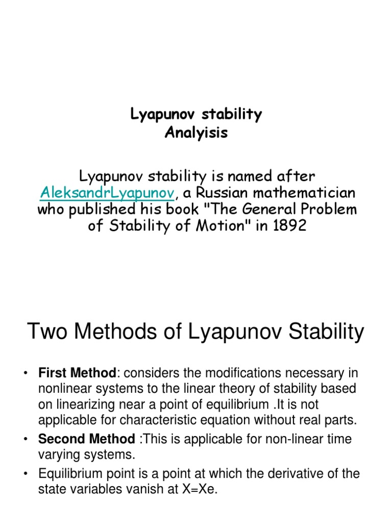 Lyapunov Stability | PDF | Stability Theory | Applied Mathematics