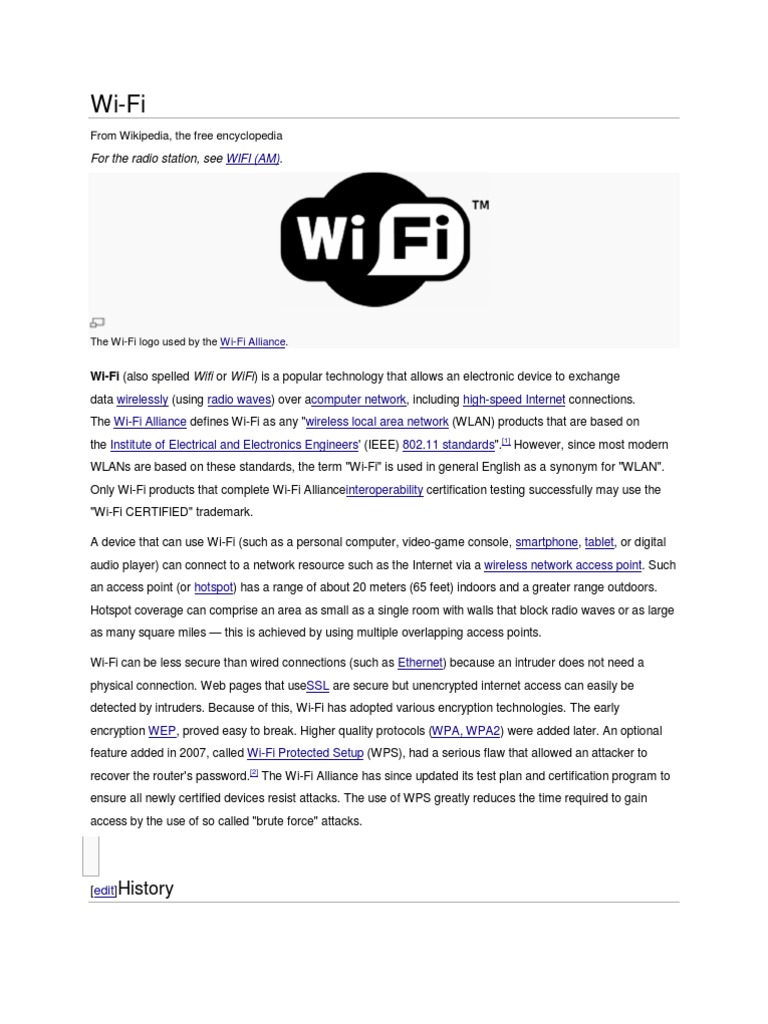 WIFI - Wiki | PDF | Wi Fi | Wireless Access Point