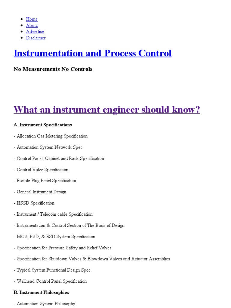 What An Instrument Engineer Should Know - Instrumentation and Process ...