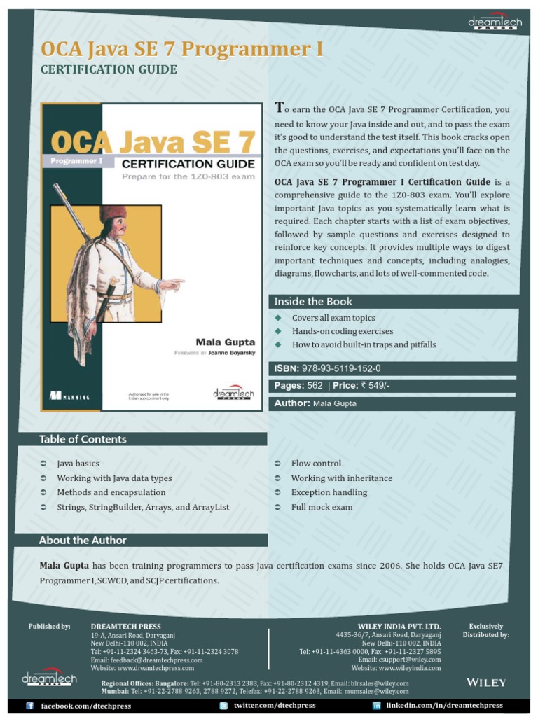 Oca Java Se 7 Programmer I Certification Guide