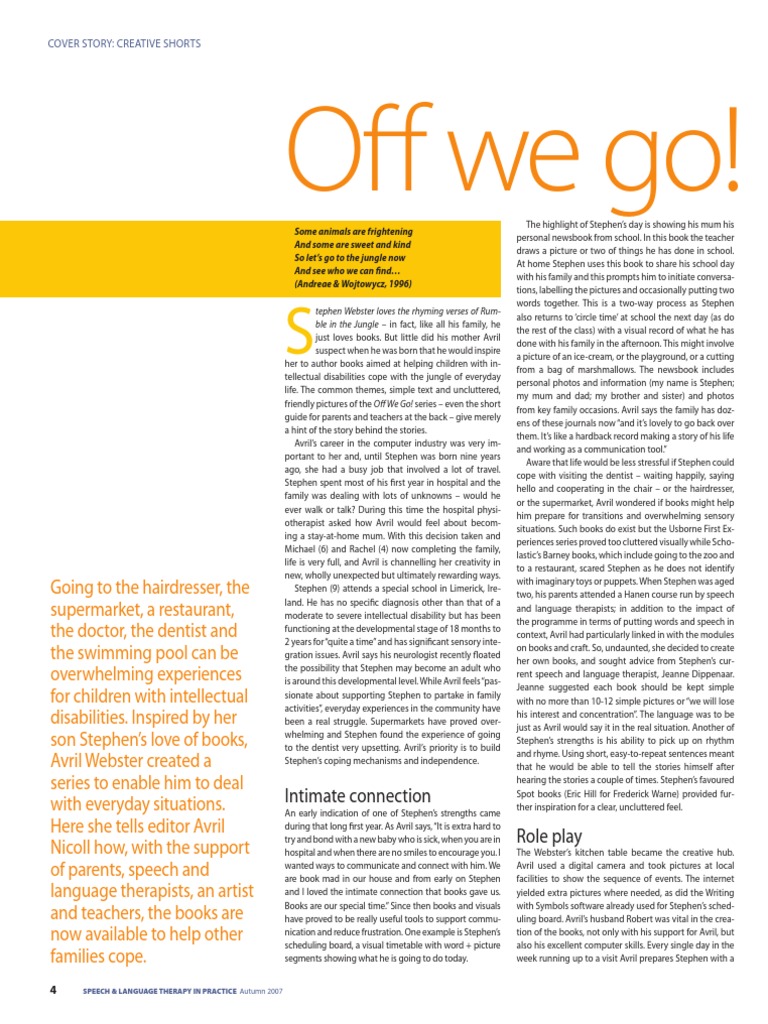 Off We Go! | PDF | Speech Language Pathology | Psychotherapy
