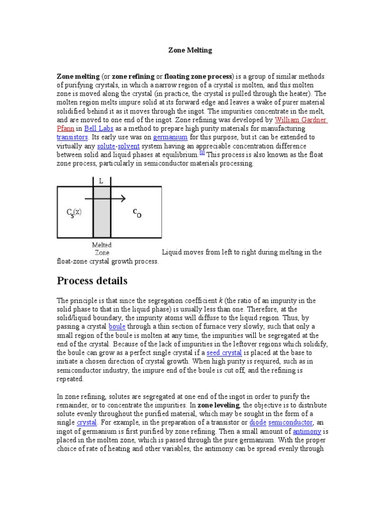 Zone Melting | PDF | Semiconductor Devices | Physical Chemistry