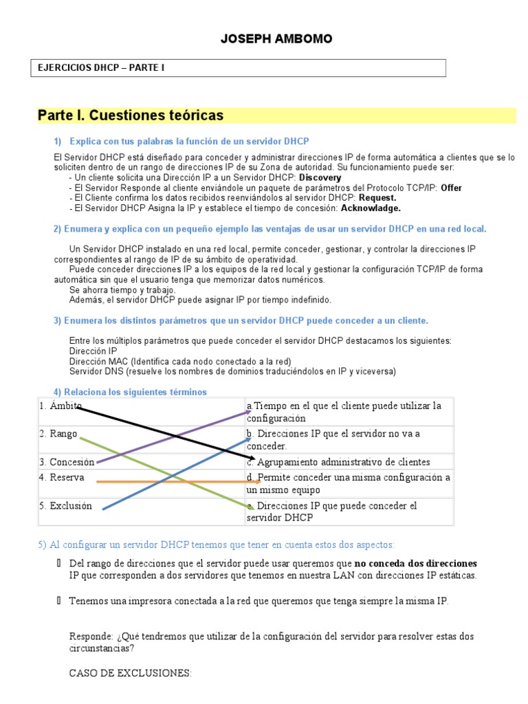 Configurando y probando un servidor DHCP en Windows | PDF | Dirección IP | Protocolos de internet
